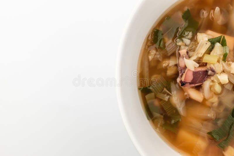 Squid Soup on White Background Stock Image - Image of squid, dish ...