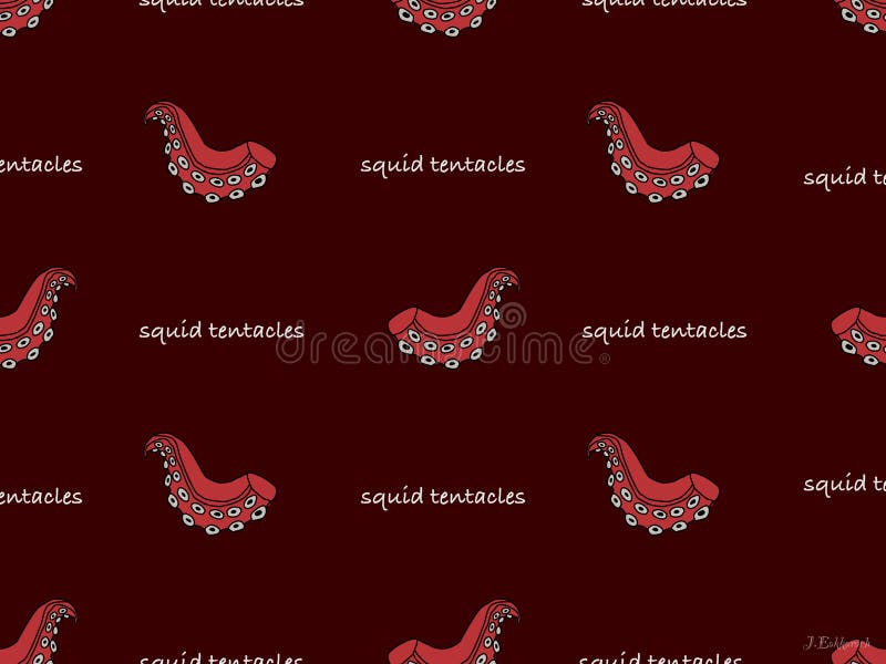 Squid Tentacles Seamless Pattern on Red Background Stock Vector ...