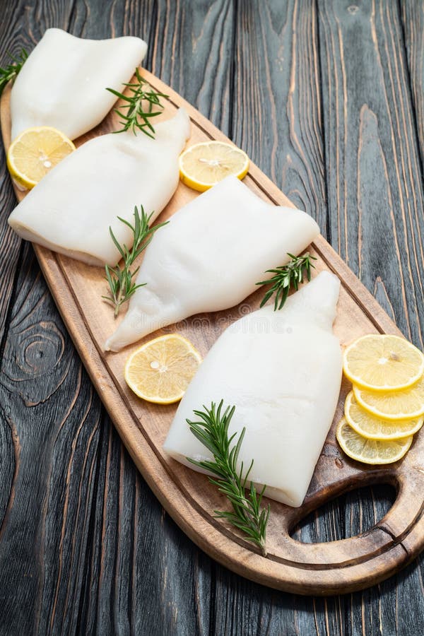 Squid Tube and Ring Photography . Seafood Top View Stock Photo - Image ...