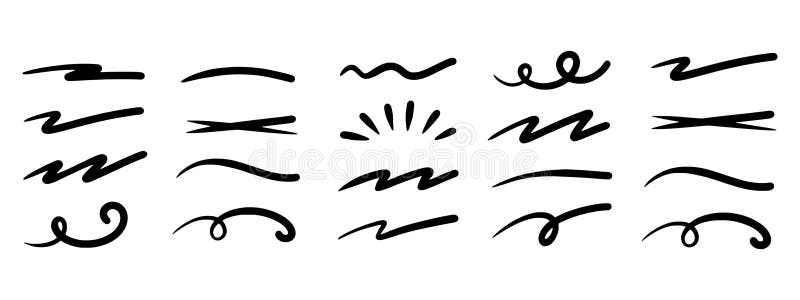 Squiggle Brush Scribble Underline. Marker Pen Emphasis Highlight Swoosh ...