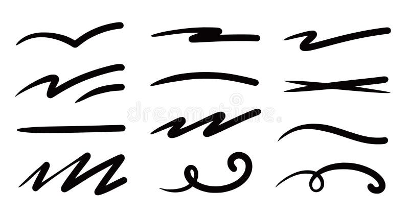 Squiggle Brush Scribble Underline. Marker Pen Emphasis Highlight Swoosh ...