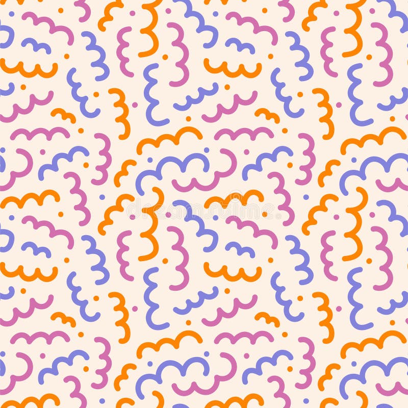 Squiggle Cute Naive Seamless Pattern. Creative Bright Scribble Abstract ...