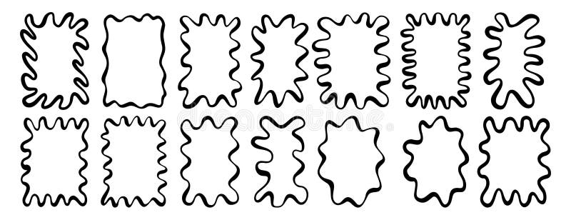 Squiggle Frame Set. Smooth Wavy Border Template. Rectangle Serrated ...