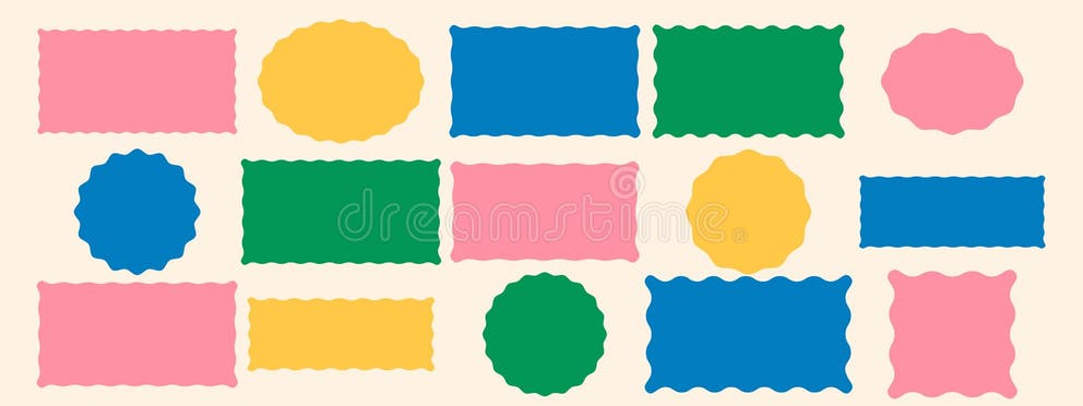 Squiggle Geometric Frames Set. Trendy Curved Silhouette Frame Box Stock ...