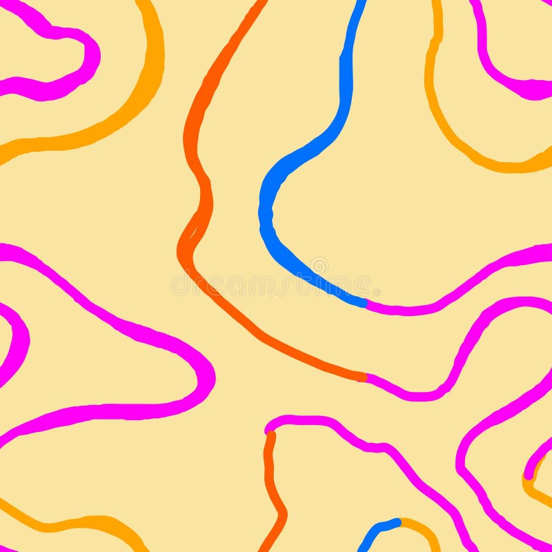Squiggle Line Doodle Seamless Pattern. Creative Abstract Scribble Style ...
