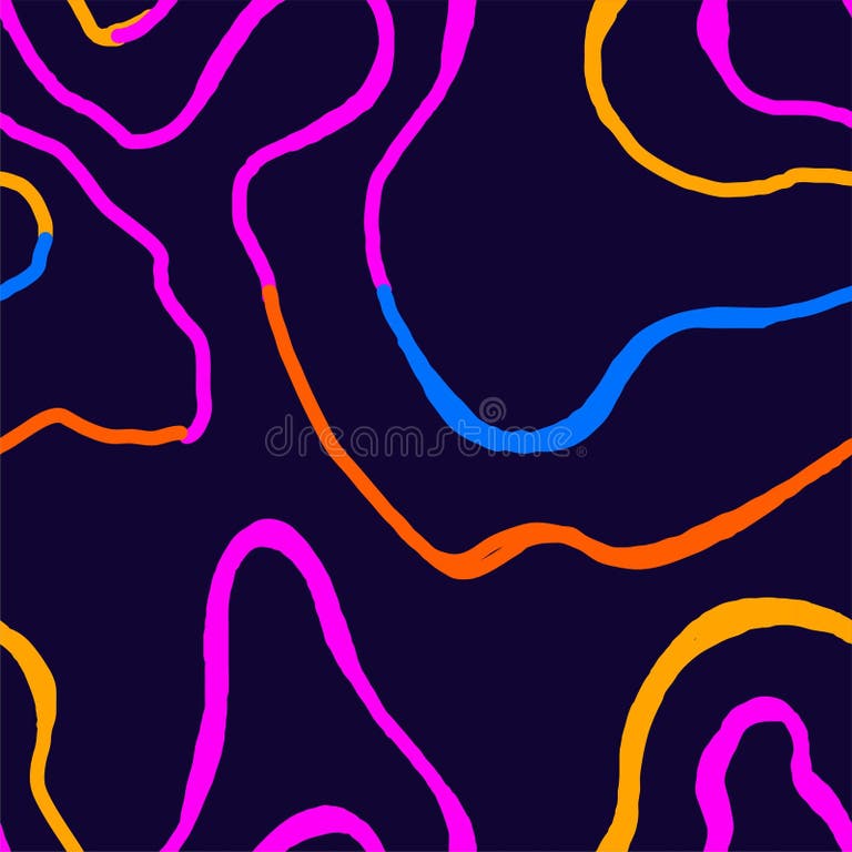 Squiggle Line Doodle Seamless Pattern. Creative Abstract Scribble Style ...
