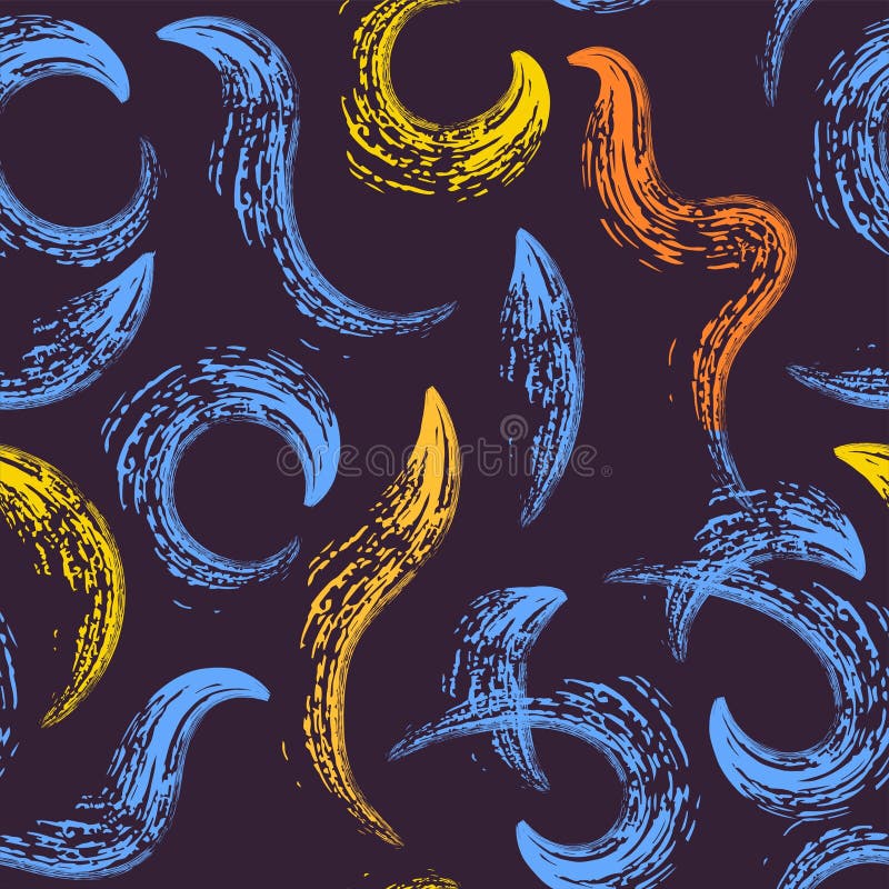 Squiggle Line Doodle Seamless Pattern Wth Dry Brush Scribbles. Creative ...