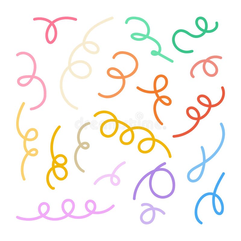 Squiggle Loop Colorful Lines Set Vector Illustration Stock Vector ...