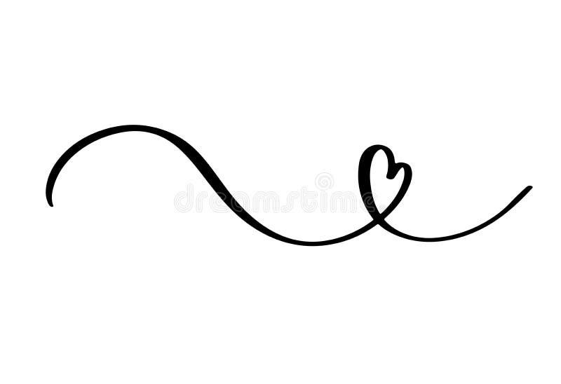 Squiggle and Swirl Line with a Heart. Hand Drawn Calligraphic Swirl ...