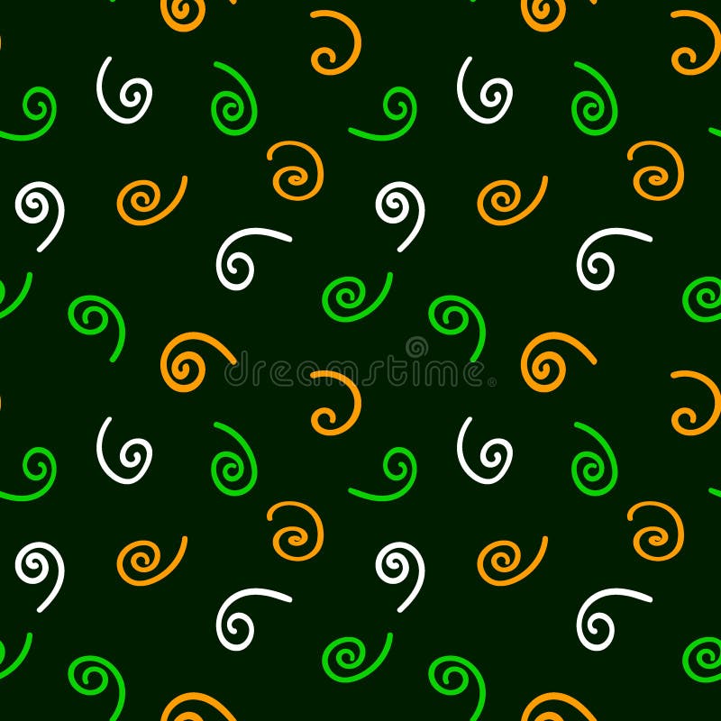 Squiggles Doodle Seamless Pattern. Abstract Flourish Pattern in Green ...