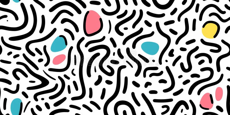 Squiggly Lines Seamless Pattern. Abstract Geometric Pattern with Curved ...