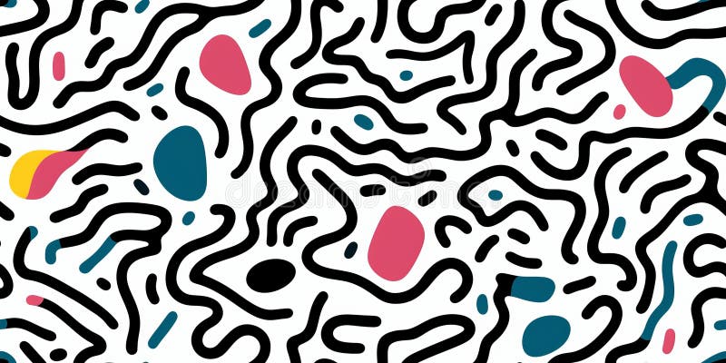 Squiggly Lines Seamless Pattern. Abstract Geometric Pattern with Curved ...