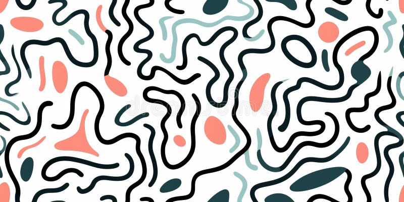 Squiggly Lines Seamless Pattern. Abstract Geometric Pattern with Curved ...