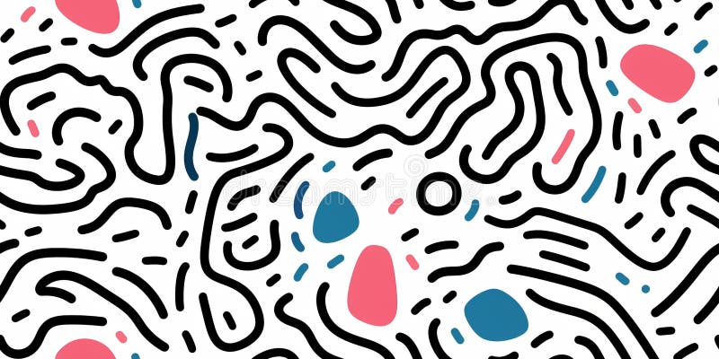 Squiggly Lines Seamless Pattern. Abstract Geometric Pattern with Curved ...