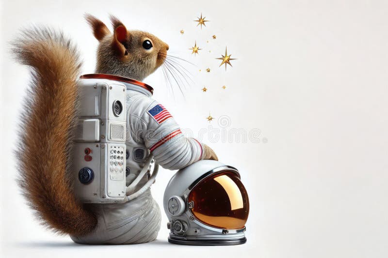 A Squirrel Astronaut with a Space Helmet. Space for Text. Stock Image ...