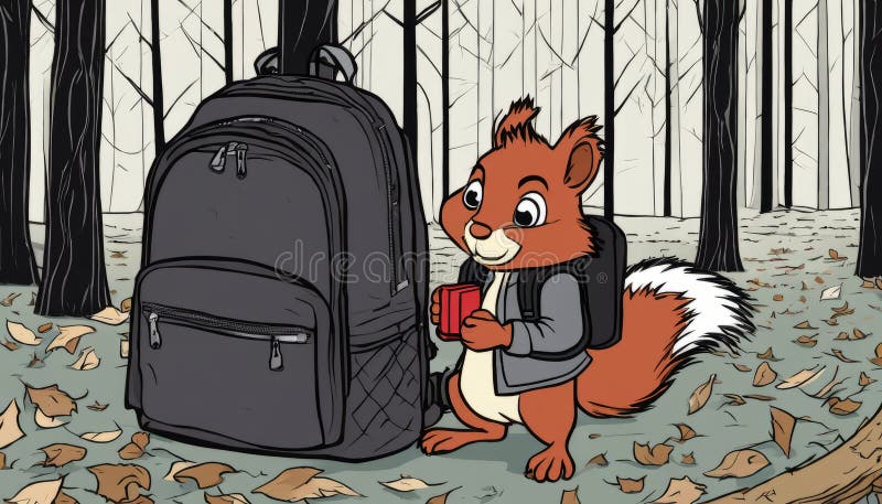 A Squirrel with a Backpack Sitting on a Log. Generative AI Image. Stock ...