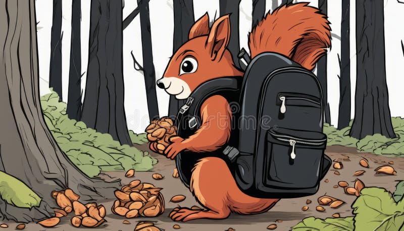 A Squirrel with a Backpack Sitting on a Log. Generative AI Image. Stock ...