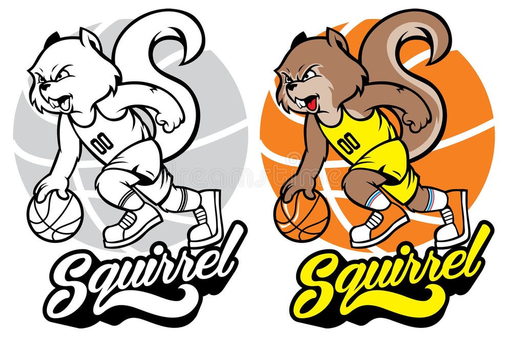 Squirrel basketball mascot stock vector. Illustration of score - 36104644