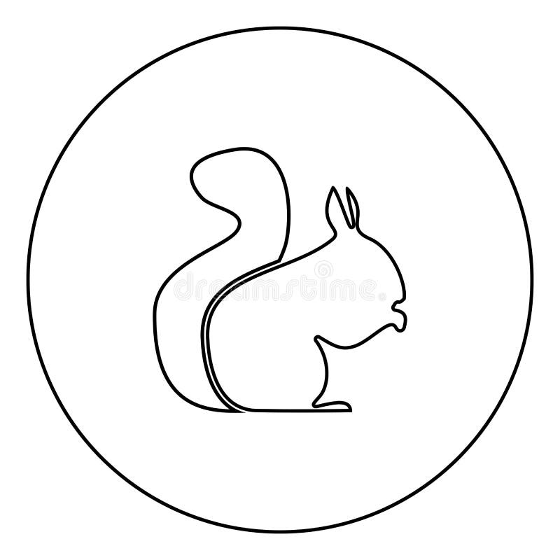 Squirrel Black Icon in Circle Outline Stock Vector - Illustration of ...