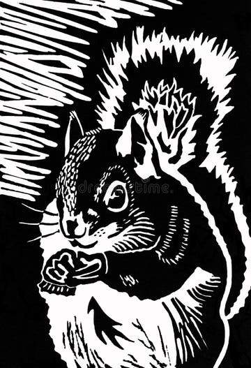 Linocut Squirrel Stock Illustrations – 25 Linocut Squirrel Stock ...