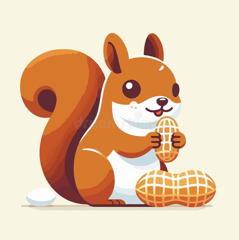 Squirrel Cartoon Eating Peanut Illustration Stock Vector - Illustration ...