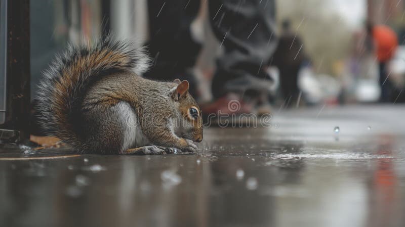 Squirrel is Cold and Tired, Stand on the Ground Stock Image - Image of ...