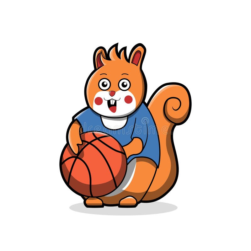 Squirrel Cute Playing Basketball Vector Design Stock Vector ...