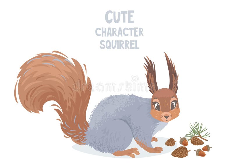 Squirrel3 cute stock vector. Illustration of happy, acorn - 362092511