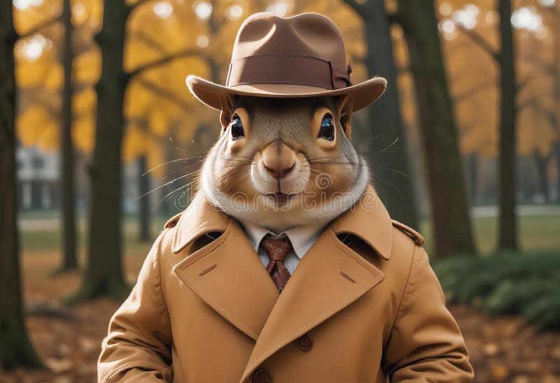 The Squirrel Detective in Stunning Stock Illustration - Illustration of ...