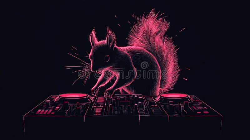 Squirrel Dj Playing Music on Turntable at Nightclub Stock Image - Image ...