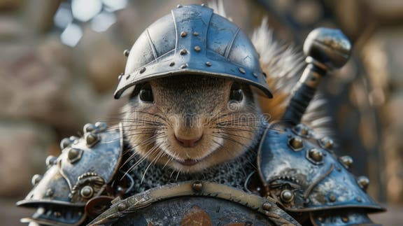 Squirrel Dressed As a Knight in Armor, Heroic and Whimsical Stock Photo ...
