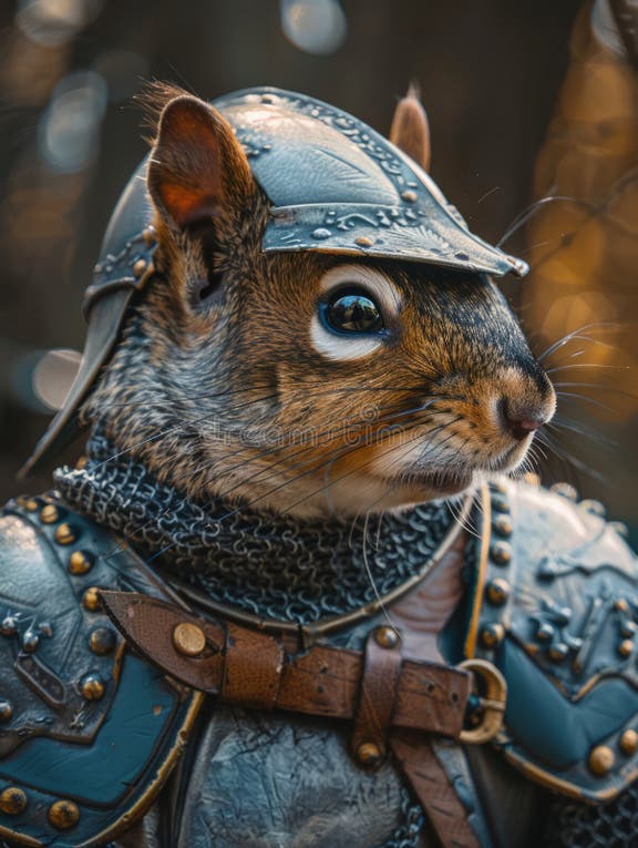 A Squirrel Dressed in Detailed Medieval Knight Armor. Stock Image ...
