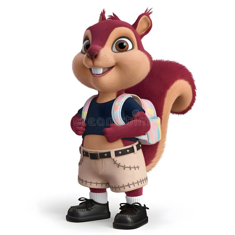 Squirrel Go To School with School Bag Illustration Stock Vector ...