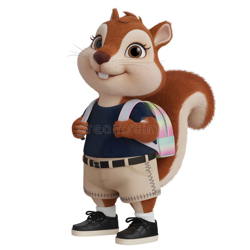 Squirrel Go To School with School Bag Illustration Stock Vector ...