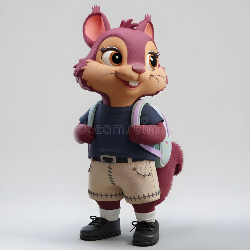 Squirrel Go To School with School Bag Illustration Stock Vector ...