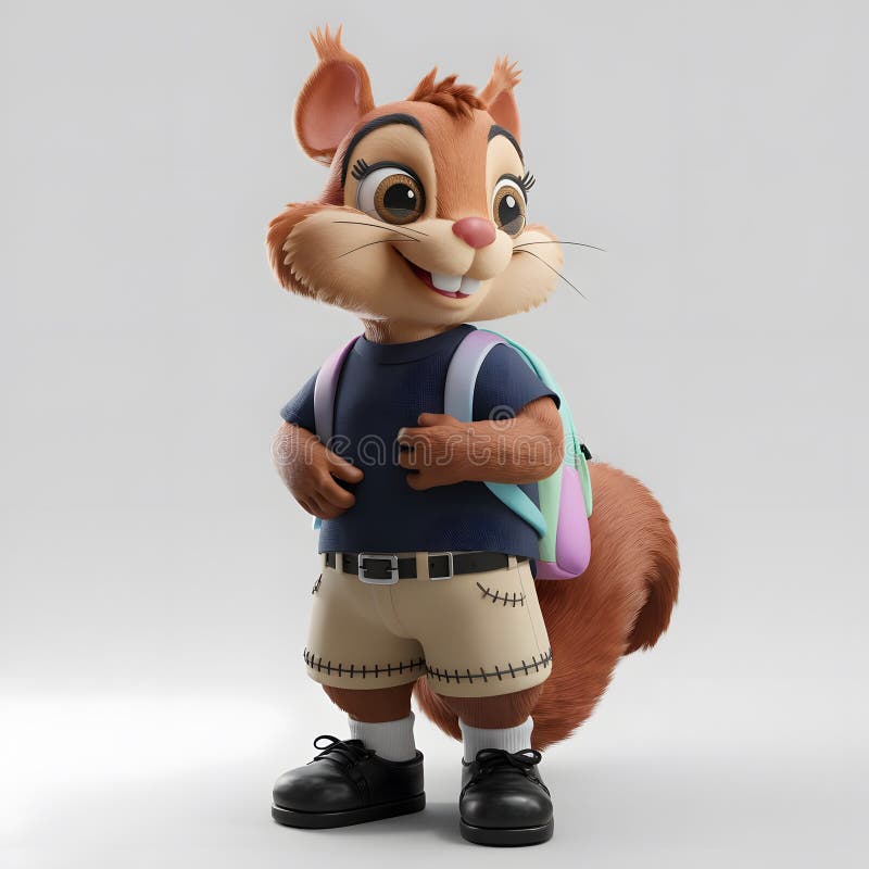 Squirrel Go To School with School Bag Illustration Stock Vector ...