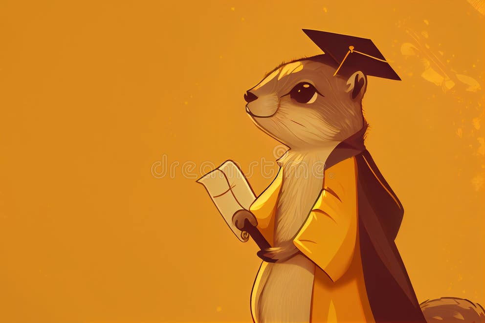 Squirrel in Graduation Cap. Stock Illustration - Illustration of rodent ...