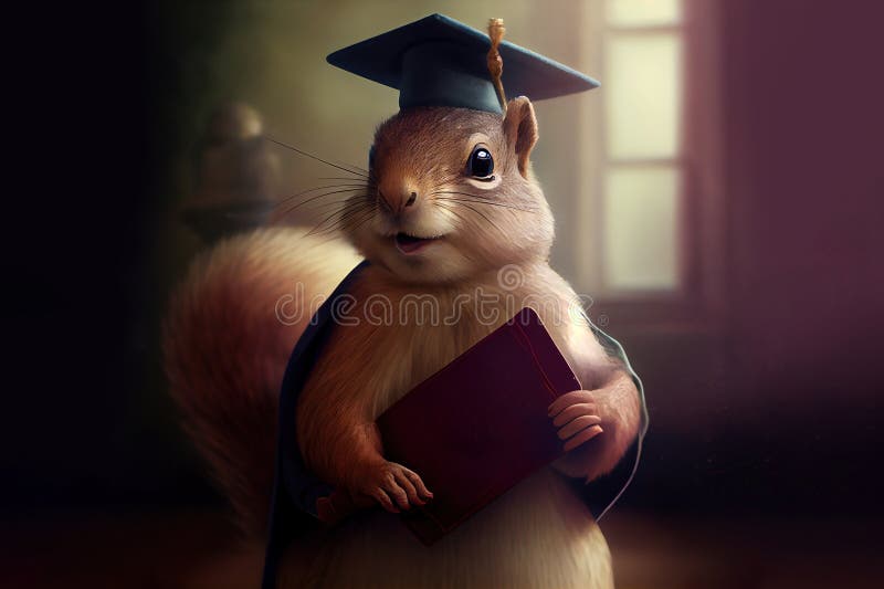 Squirrel in Graduation Cap. Stock Illustration - Illustration of cute ...