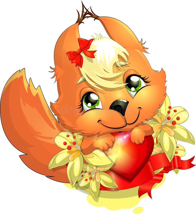 Squirrel and heart stock illustration. Illustration of offspring - 33474752