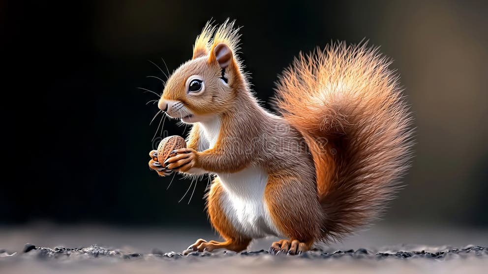 A Squirrel Holding a Nut in Its Paws Stock Image - Image of bushy ...