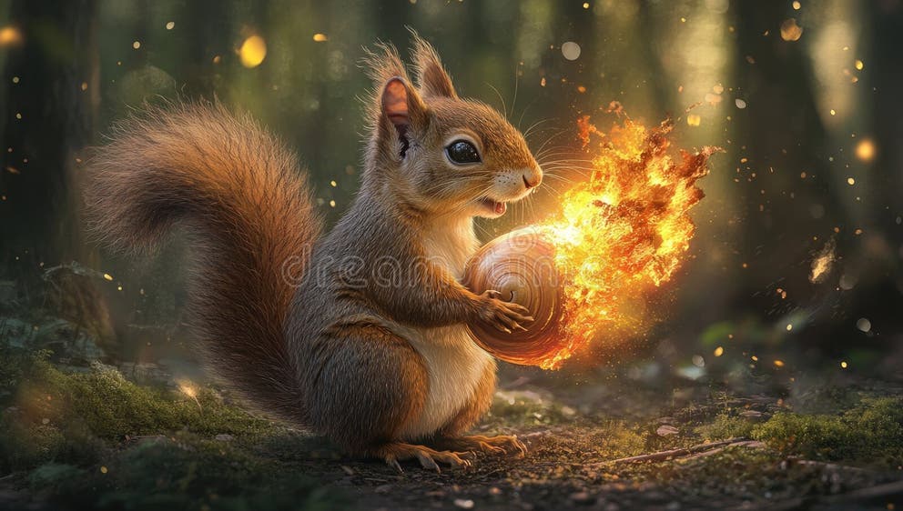 Fiery Squirrel Fantasy stock illustration. Illustration of fantasy ...