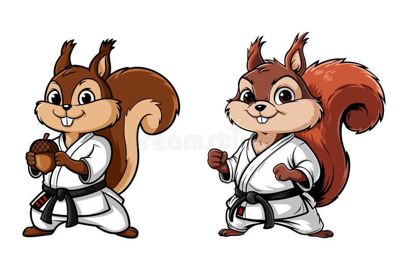Squirrel in Karate Poses. Cartoon Vector Illustration Stock ...