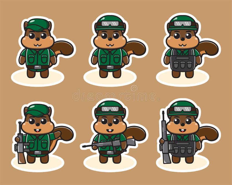 Vector Illustration of Cute Squirrel Soldier Cartoon. Stock Vector ...