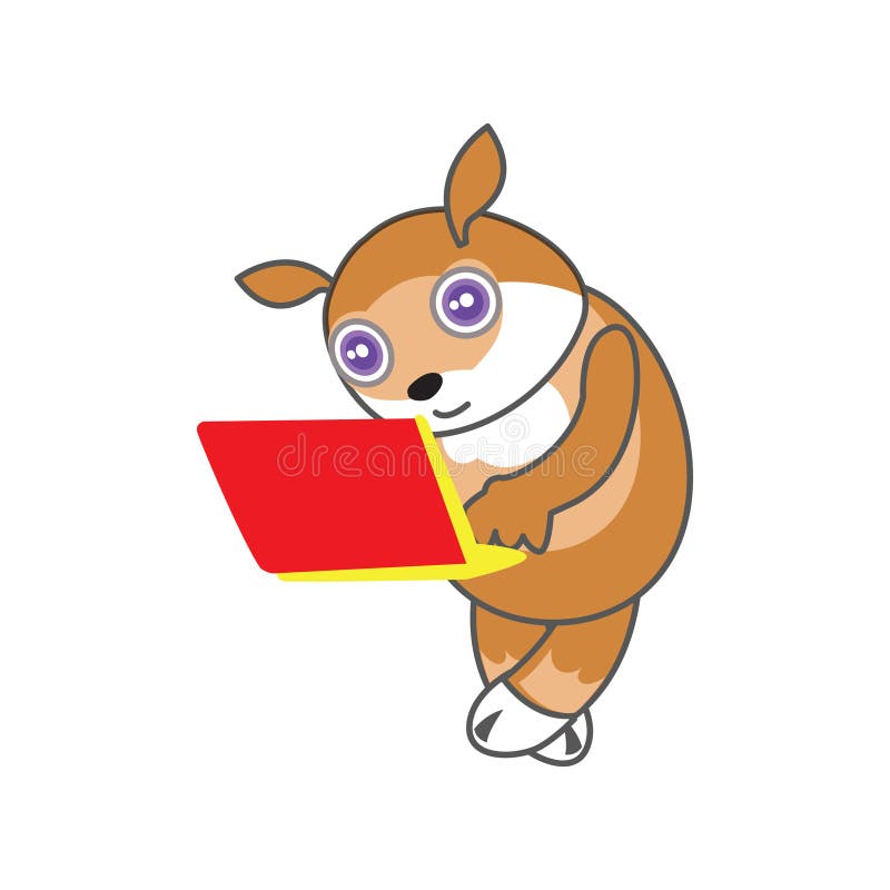 Squirrel with Laptop. Vector Illustration Decorative Design Stock ...