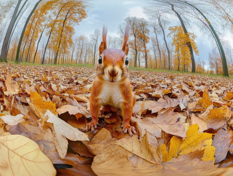 Squirrel on Leaves stock photo. Image of tree, squirrel - 373358296