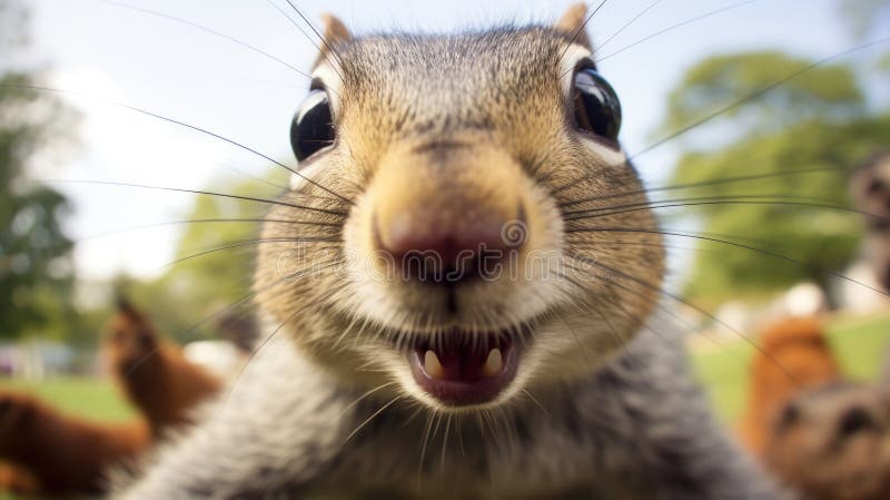 A Squirrel is Looking at the Camera with Its Mouth Open, AI Stock Image ...