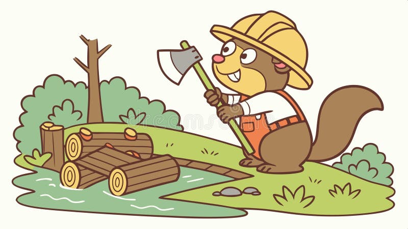 Squirrel Lumberjack, Wood Cutting and Forest Worker Vector Design ...
