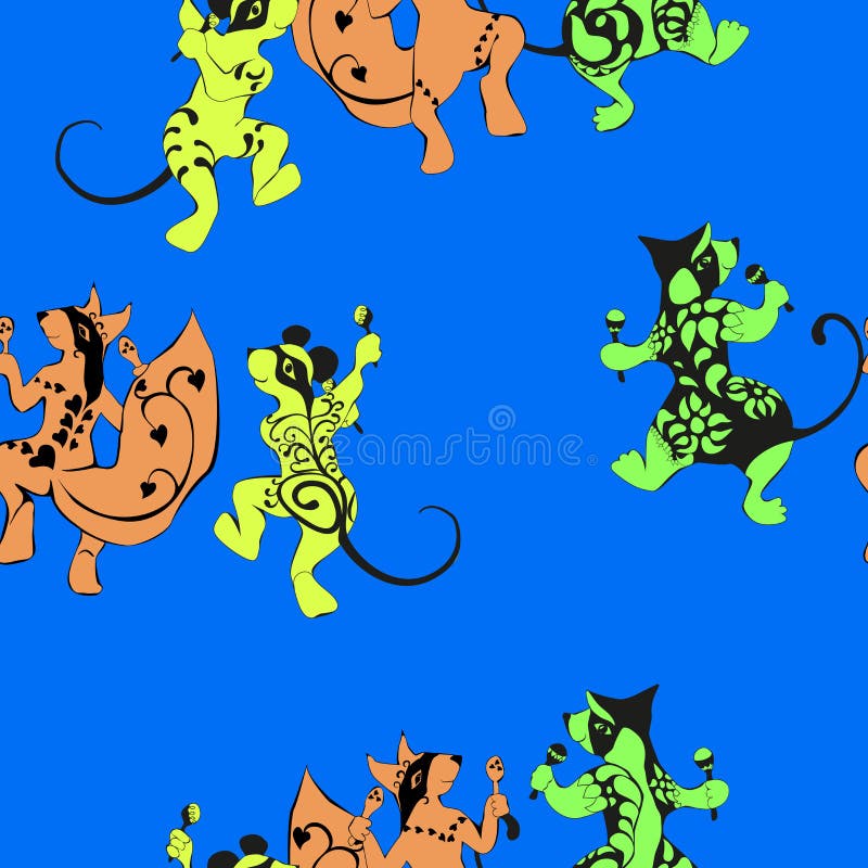 Squirrel, Mouse, Wombat, Tattooed Dancing with Maracas Stock Vector ...