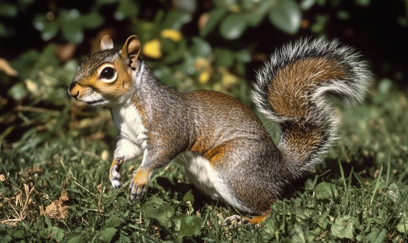 Squirrel in Natural Habitat with Lush Green Grass and Vibrant ...