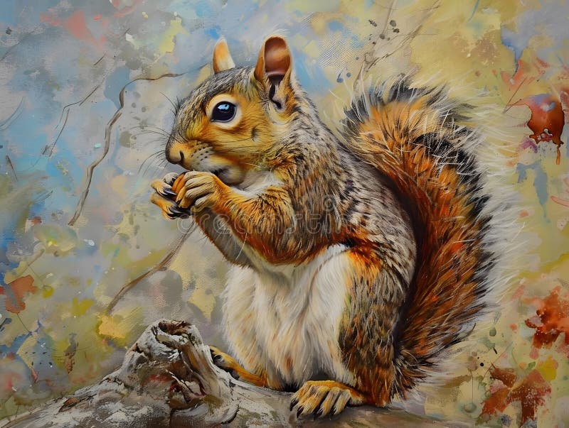 Squirrel nibbling on a nut stock illustration. Illustration of animal ...